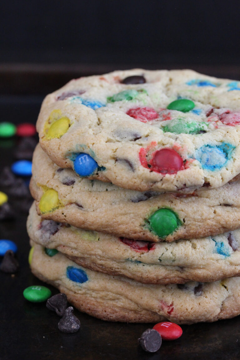 Giant M&M Cookies with Chocolate Chips | In Good Flavor