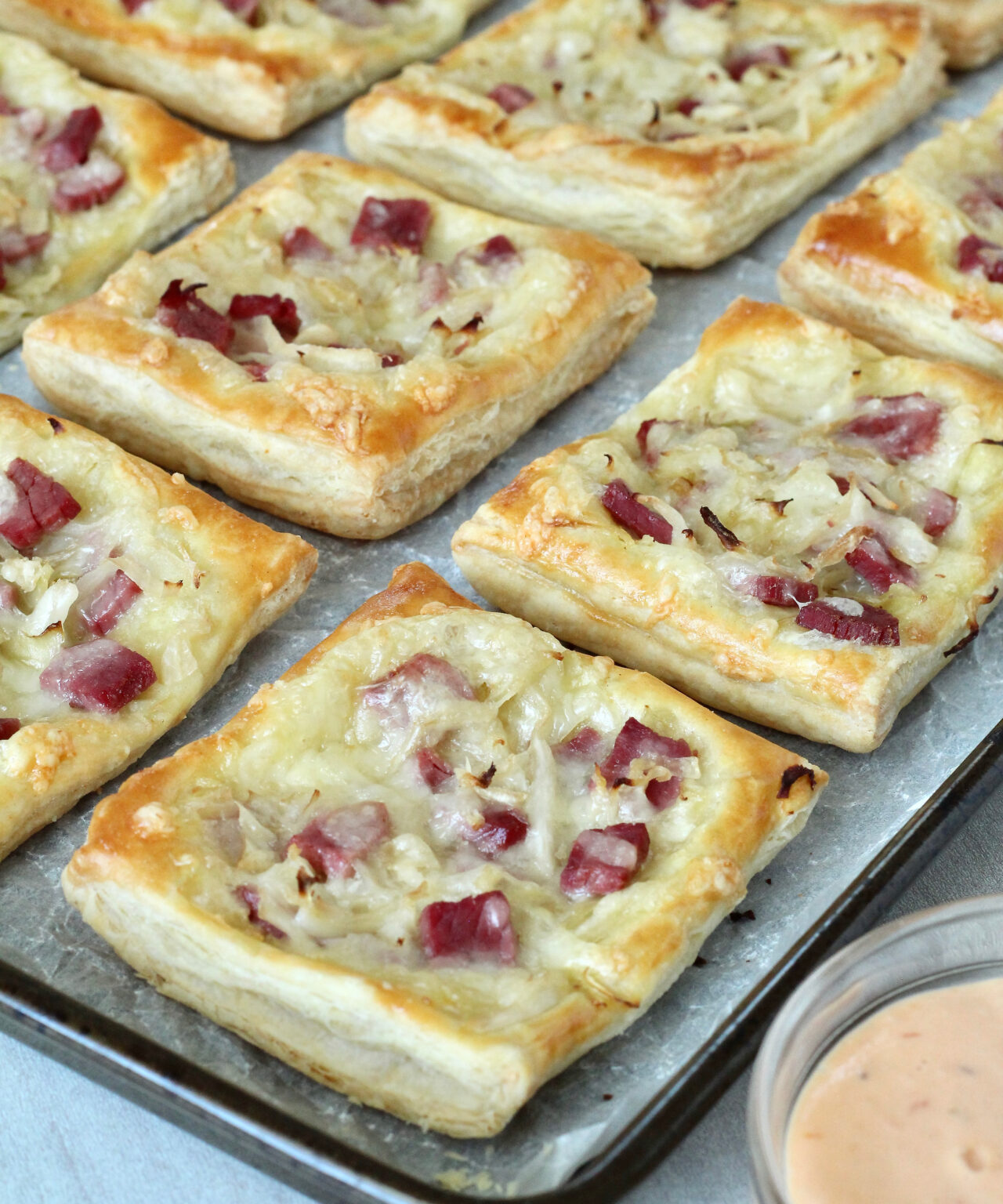 Reuben Puff Pastry Squares | In Good Flavor